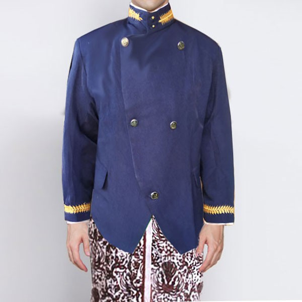 Beskap Solo Sikepan Navy Navy Blue Pressed Embroidery Good Quality ...