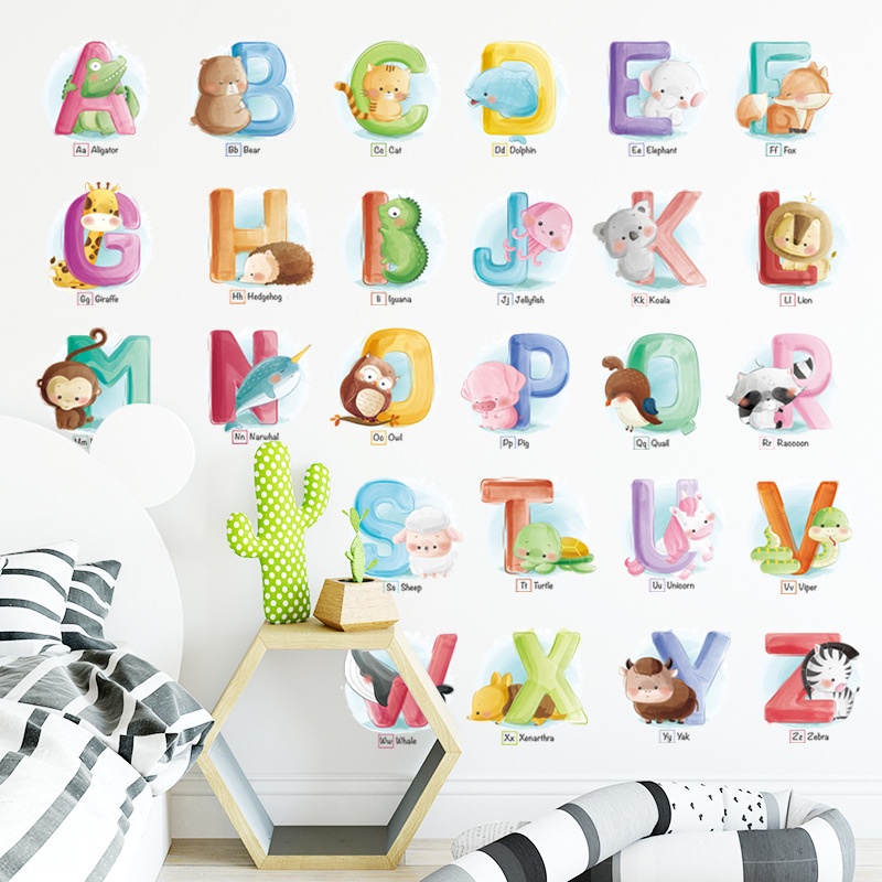 ABC Stickers Alphabet Decals - Animal Alphabet Wall Decals - Classroom ...