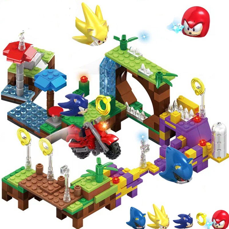 420pcs Sonic the Hedgehog Toy Pop Game Building Blocks 4 In1 Hill Zone ...