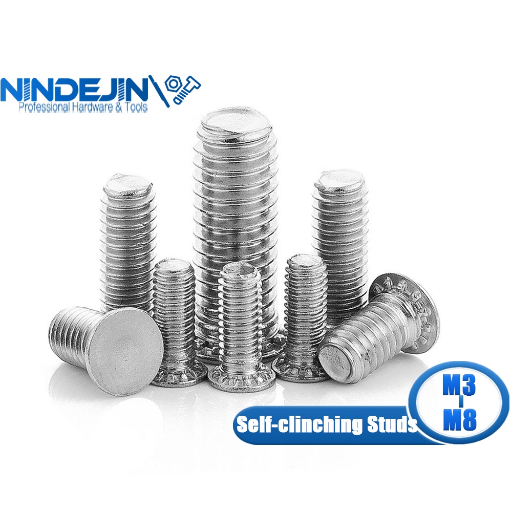 NINDEJIN 10-50Pcs Self Clinching Studs Pressure Rivet Screw 304 Stainless Steel M3 M4 M5 M6 M8 ...