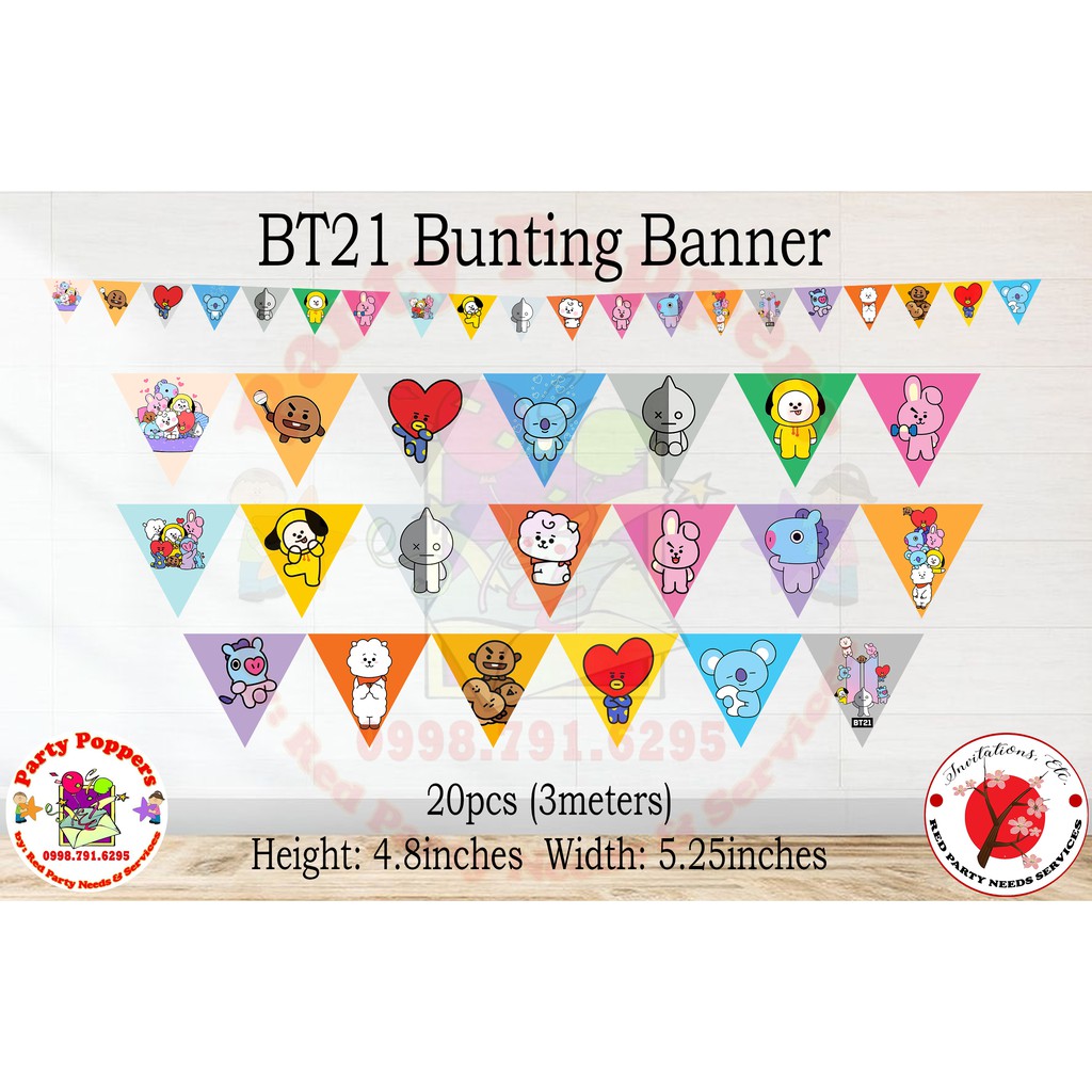 BT21 Bunting Banner 20pcs 3meters *PRINTED ONLY* | Shopee Philippines