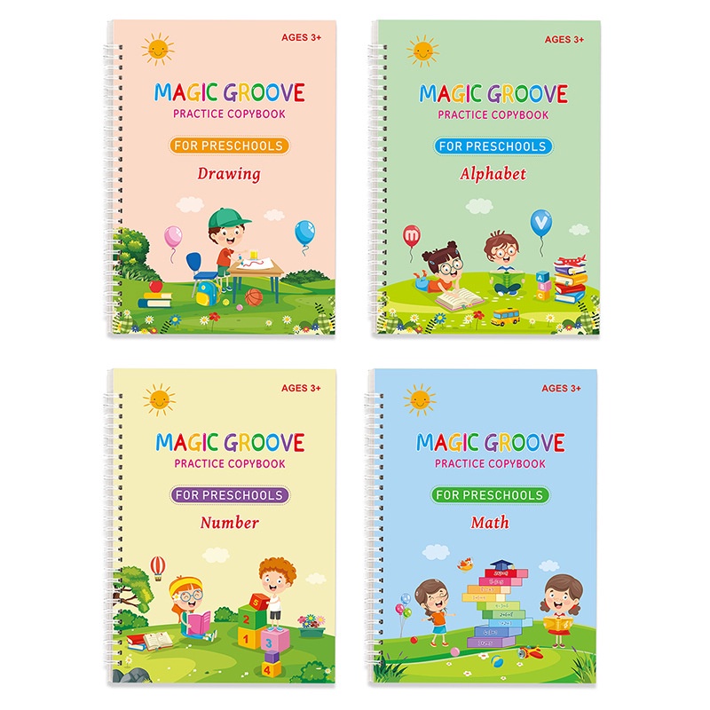4Books/Set Magic Practice Writing Book Reusable Learning Copybook ...