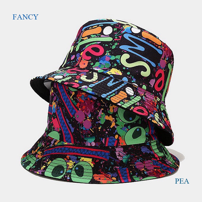 FANCY New Summer Cartoons Graffiti Bucket Hat For Women Men Outdoor ...