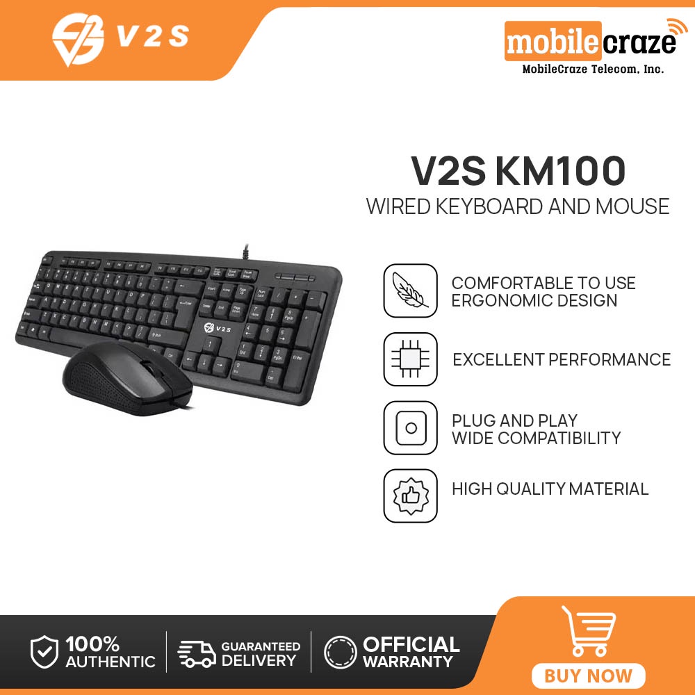 V2S KM100 Wired Business Office Keyboard and Mouse Set | Shopee Philippines