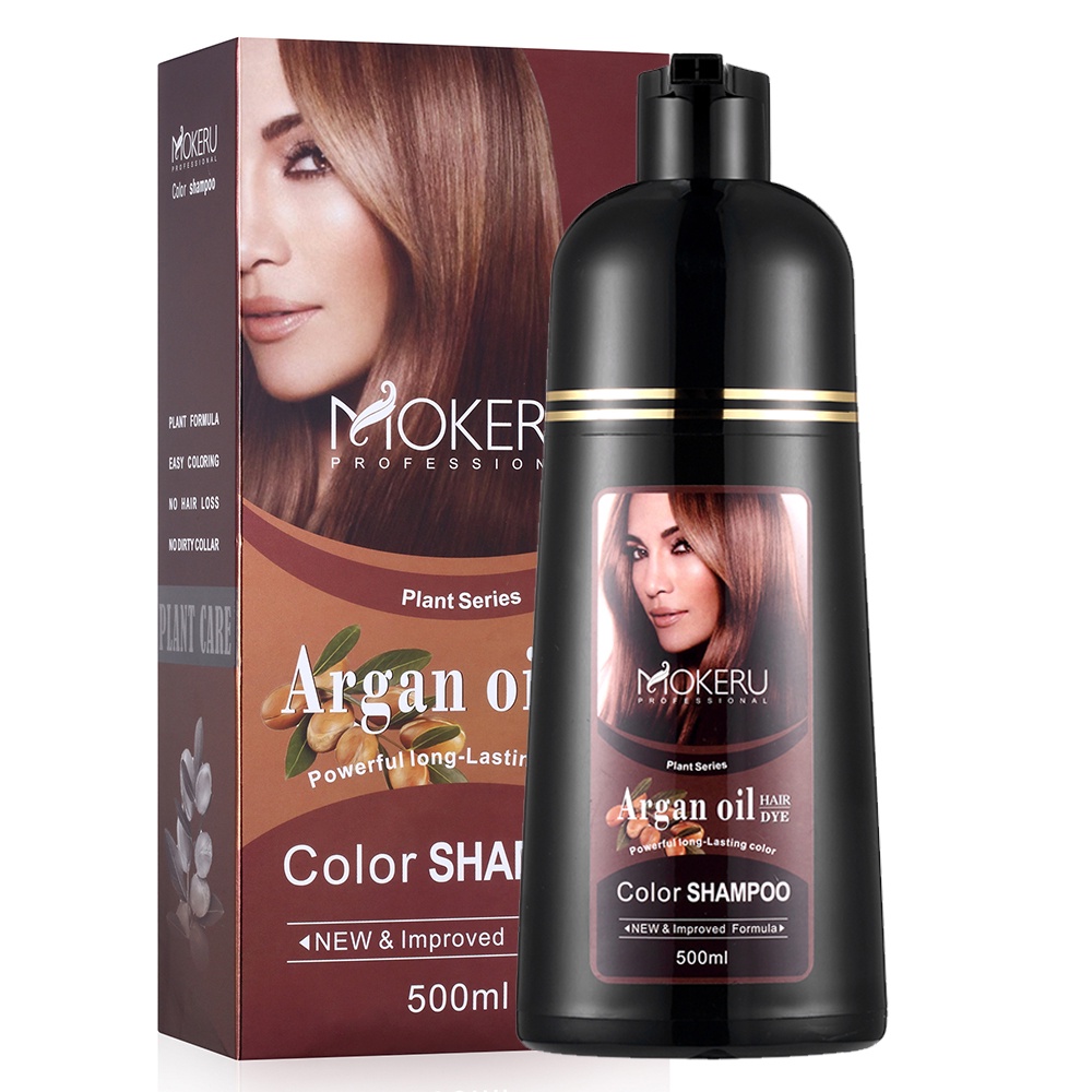 Mokeru Natural 2 In 1 Smoothing Hair Color Shampoo Permanent Brown Hair ...