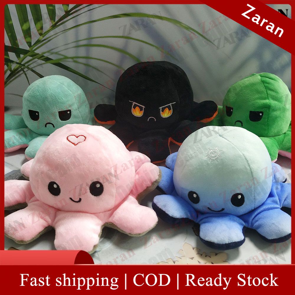 Octopus Stuffed Toy Mood Switcher Reversible Double sided flip plush ...