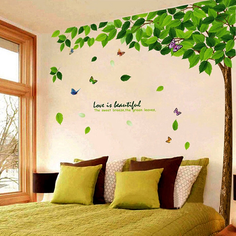 Large Green Trees Wall Sticker Decal Leaves Home Room Decor | Shopee ...