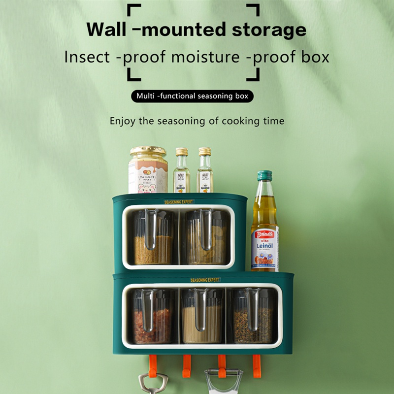 Wall Mount Seasoning Spice Storage Multi-functional Container Box ...