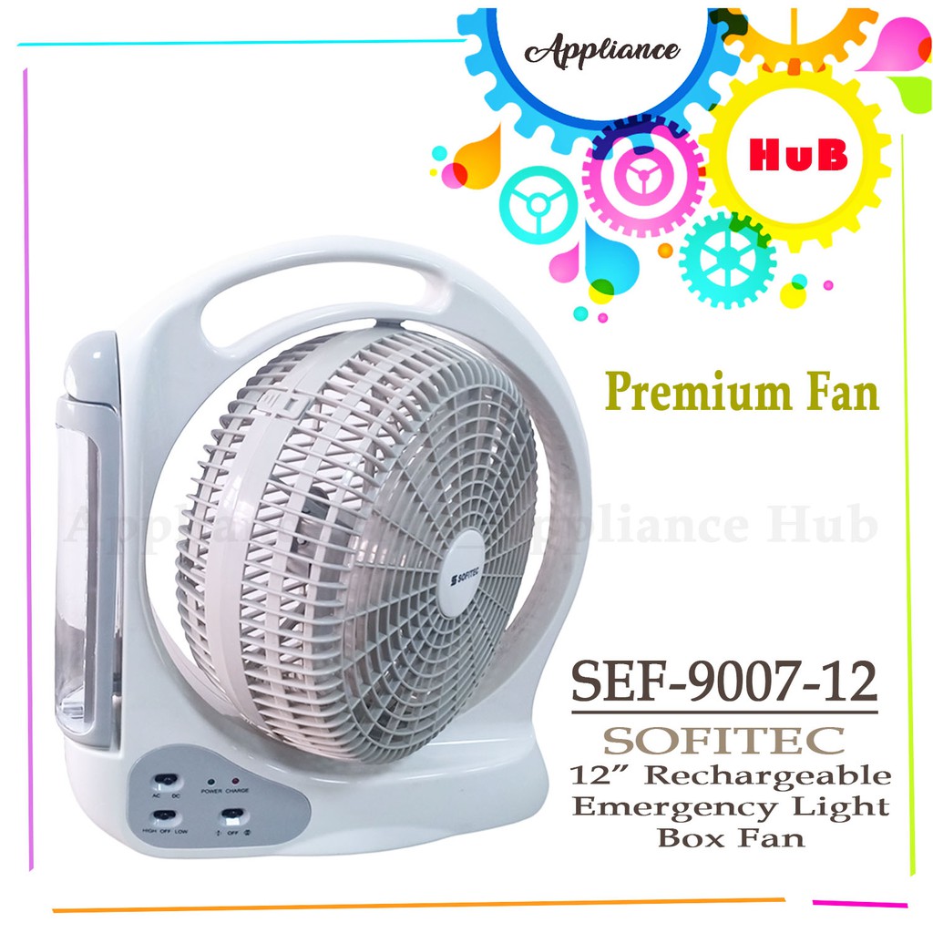 Rechargeable Desk Fan Big Box Fan Oscillating Emergency Light Lamp ...