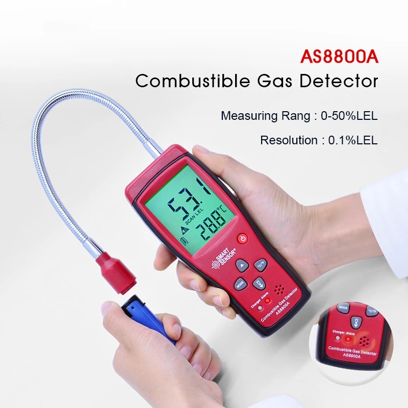 Gas Meter Combustible Gas Analyzer Flammable Gas Leak Detector Digital ...