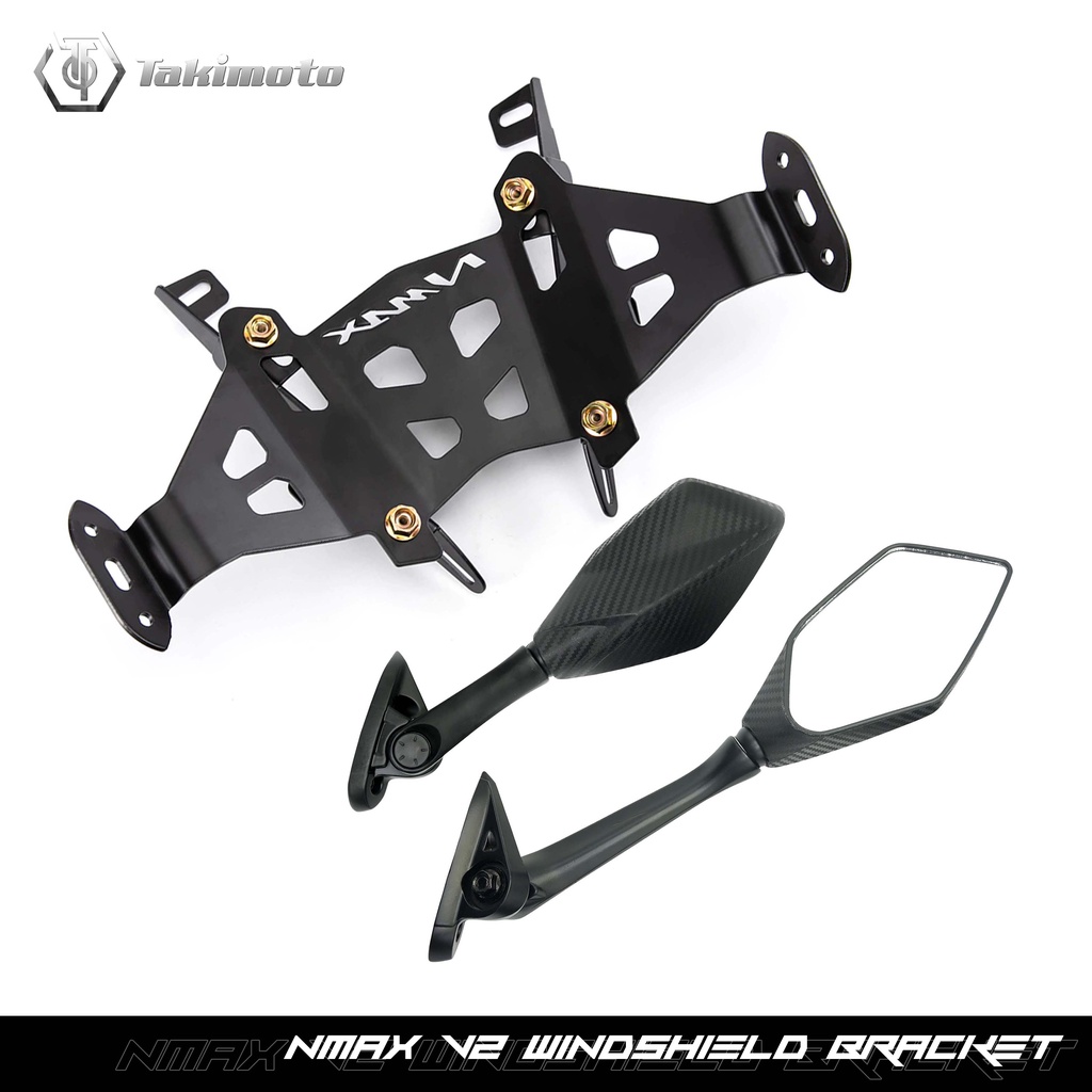 Takimoto NMAX V2 Windshield Bracket With Side Mirror & Visor Set High ...