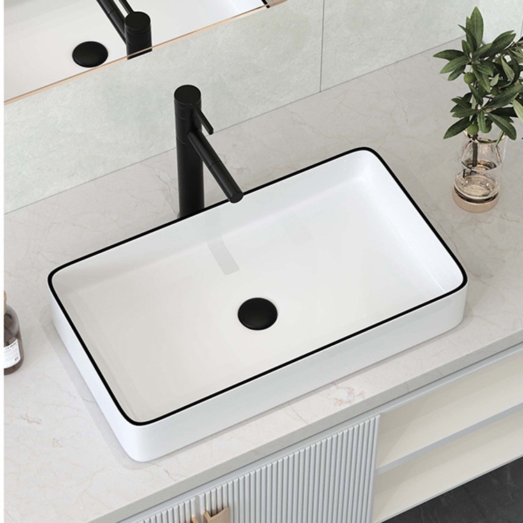 Nordic Table Basin European Style Wash Basin Black Edge Ceramic Art ...