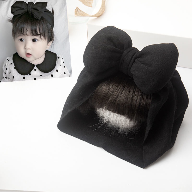 Baby Girl Wig Bangs with Indian Hat Thin 100% Cotton Bow Knot Baby kids ...