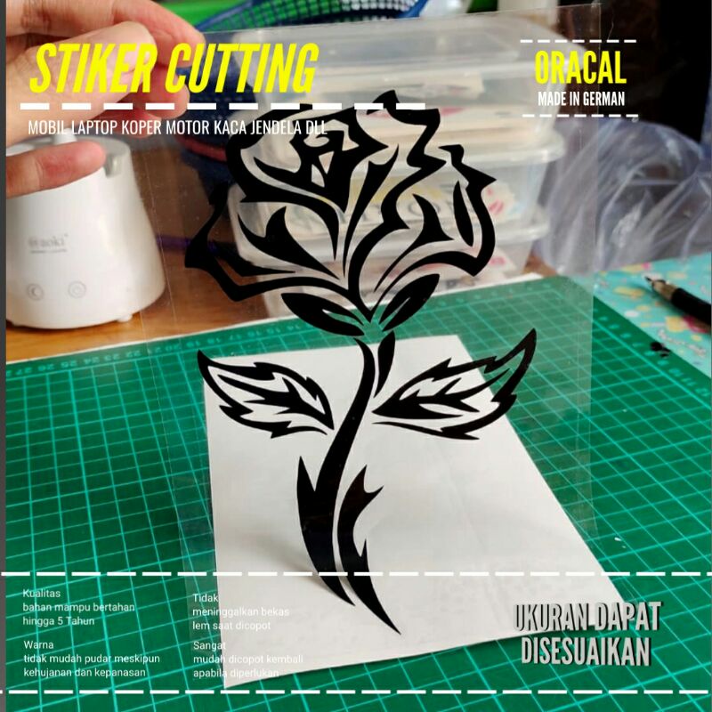 MAWAR Rose FLOWER STICKER CUTTING CUSTOM ORACAL MATERIAL | Shopee ...