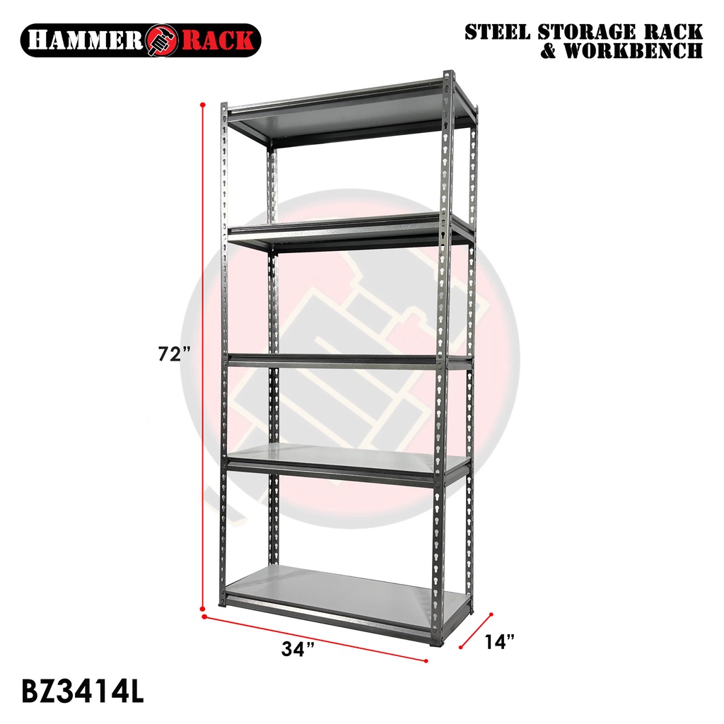 HAMMER RACK 750kg Boltless Storage Rack Adjustable Steel Shelf Heavy ...