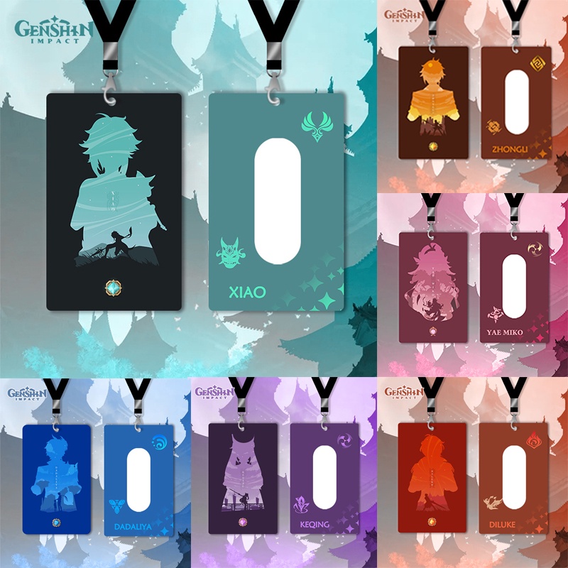 Game Genshin Impact Lanyards Zhongli Xiao Keqing Plastic Card Cover ...