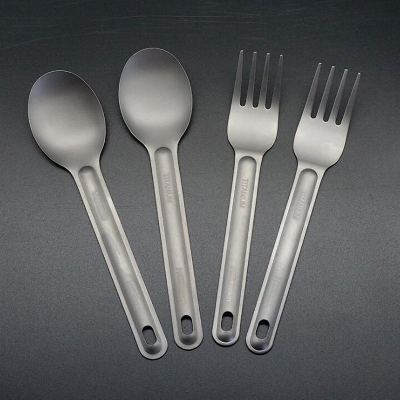 Titanium Spoon And Fork Camping Outdoor Tableware Long-handled Portable ...
