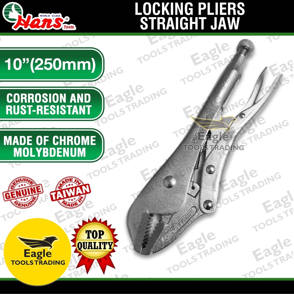 Hans Locking Plier Straight Jaw 10 inch 250mm Chrome Molybdenum Steel ...