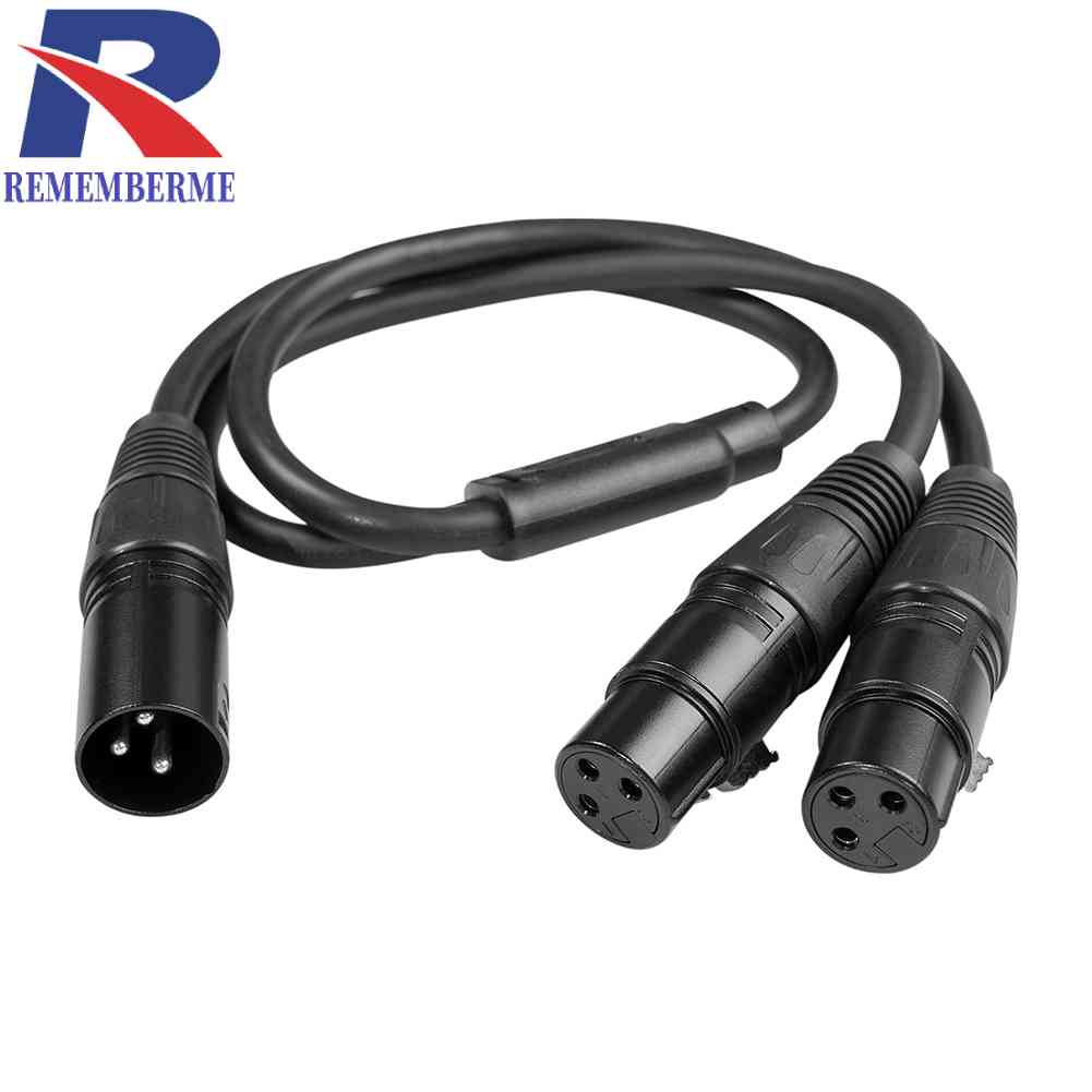 50cm 3 Pin XLR Male to Dual Female Y Splitter Adapter Cable Converter ...