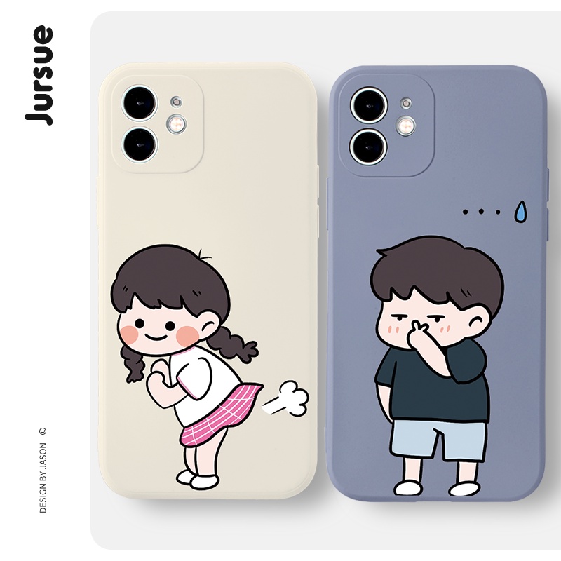 JURSUE Soft Silicone Matching Couple Set Cute Funny Shockproof Phone ...