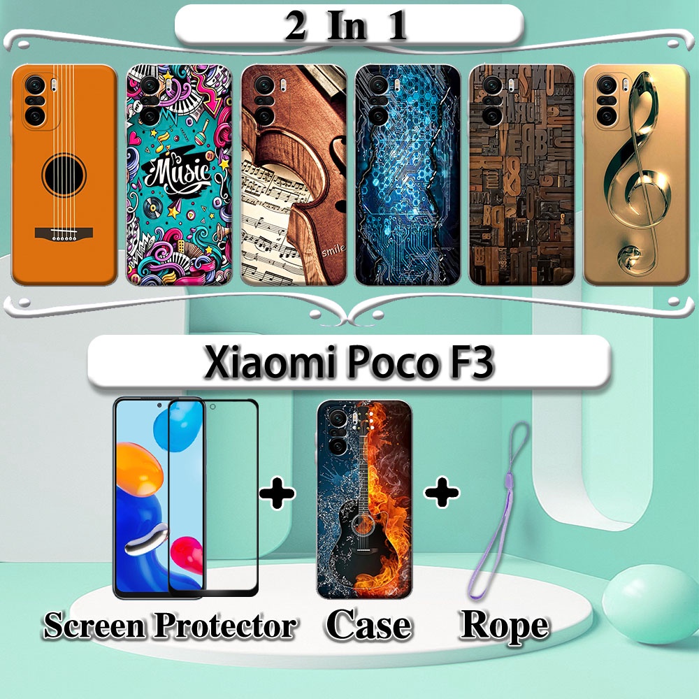 2 IN 1 Xiaomi Poco F3 Case with Tempered Glass Curved Ceramic Screen ...