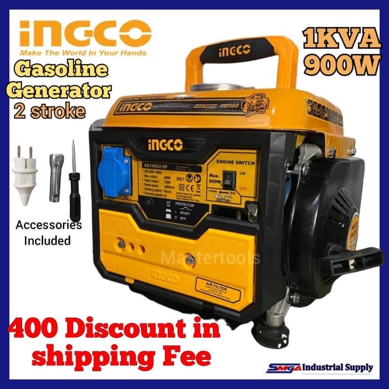 Ingco GE10002-5P Portable 2HP 2 Stroke Engine Gasoline Generator GENSET ...