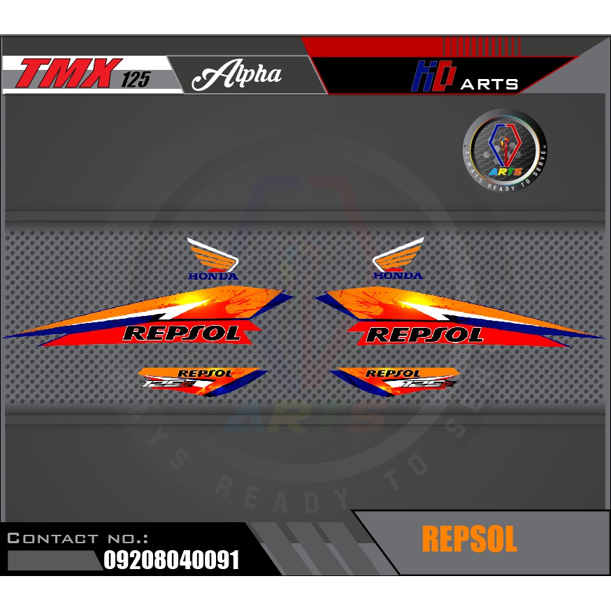 TMX 125 Decals "Repsol" : Customized Motorcycle Decals, Laminated, NO ...