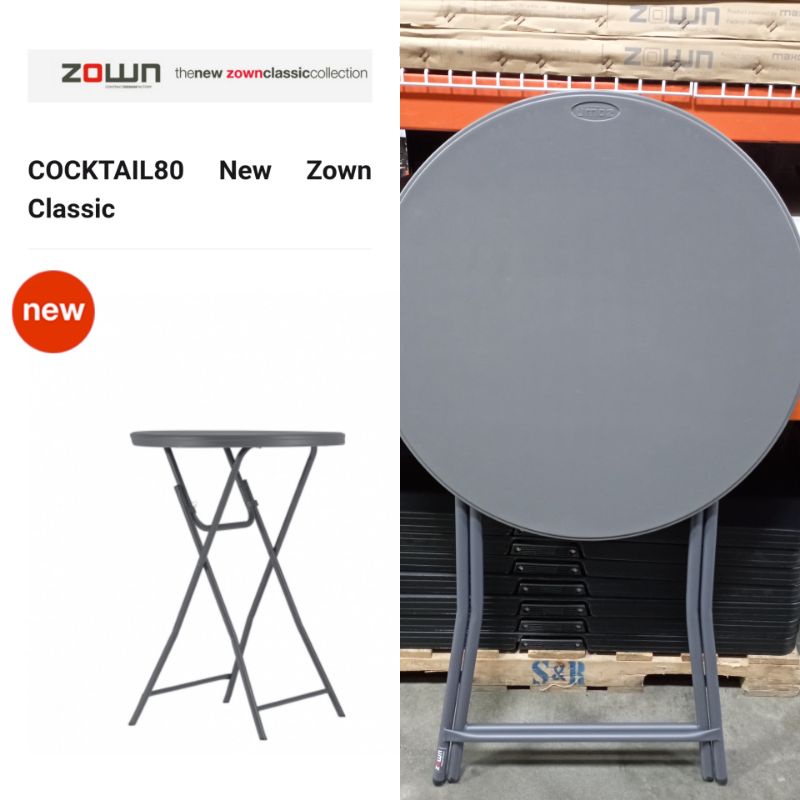 ZOWN COCKTAIL 80 Round 2.6 ft Folding Table Gray New | Shopee Philippines