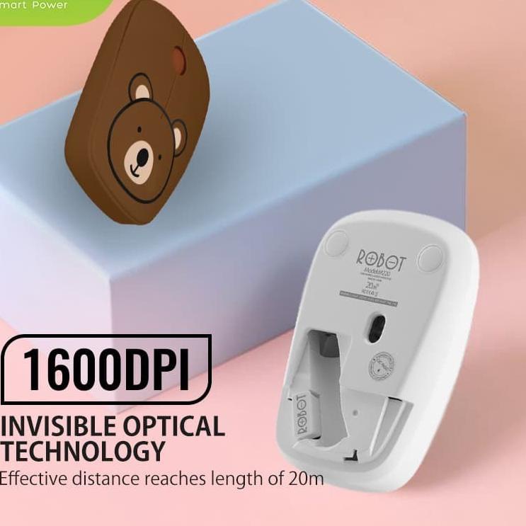Mouse Wireless ROBOT M220 2.4G Optical Mouse Bear Fox Character - 1 ...