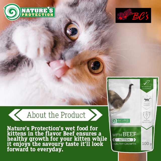 NATURE'S PROTECTION KITTEN COMPLETE w/ beef wet food 100 grams | Shopee ...