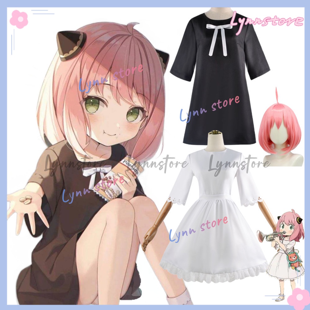 Anime SPY X FAMILY Anya Forger Cosplay Costume Black White Red Dress ...