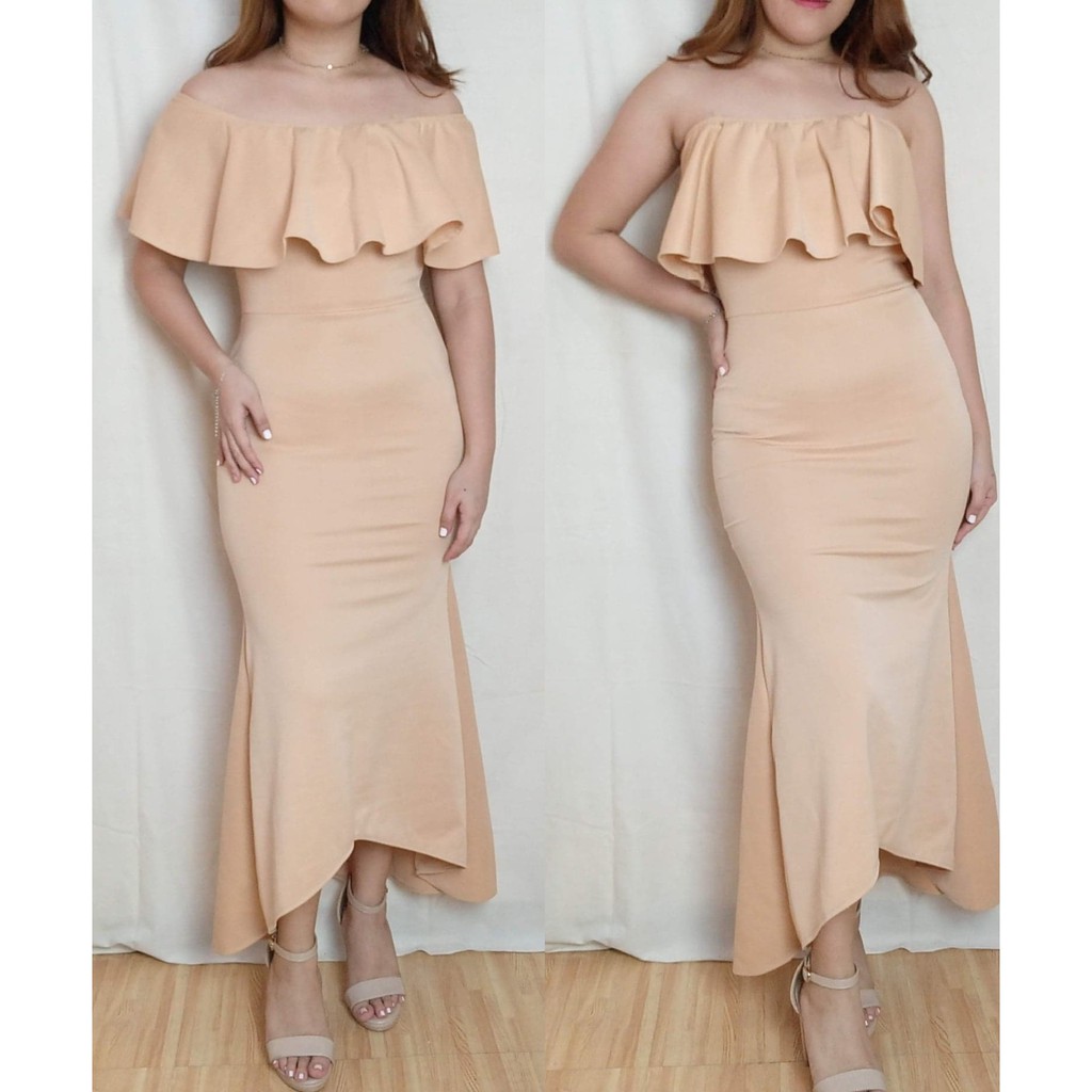 Small To Med 4 Way Bridesmaid Dress Mermaid Off Shoulder Neoprene