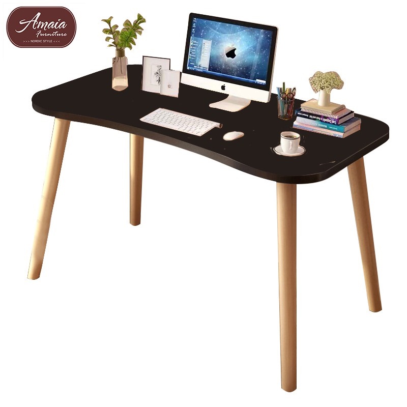 Amaia Furniture Natural Pine Wood Computer Study Desk Working Table 80 ...