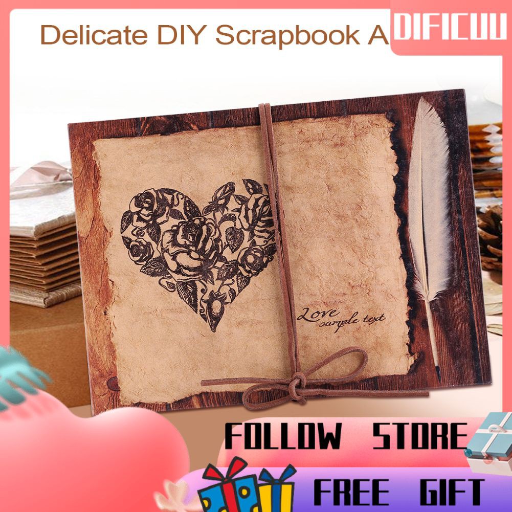 Dificuu Vintage Style Accordion Foldable Album DIY Photos Scrapbook ...