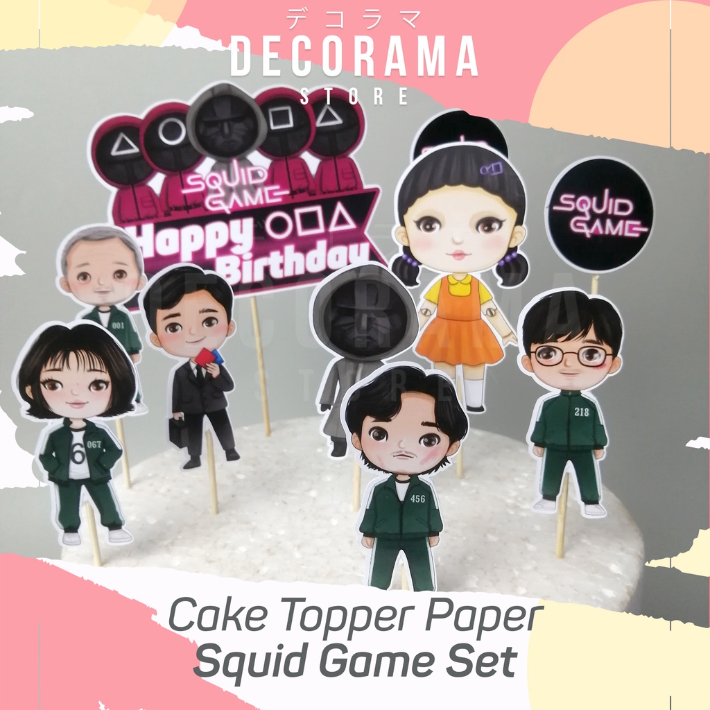 Squid Game Cake Topper Set CHILDREN'S BIRTHDAY Cake DECORATION | Shopee ...