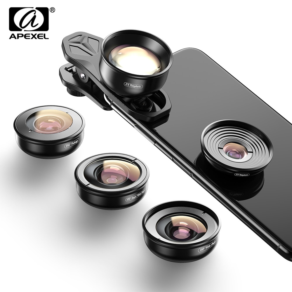APEXEL 4K Universal phone Lens Kit 5 in 1 Camera Portrait Wide Macro ...