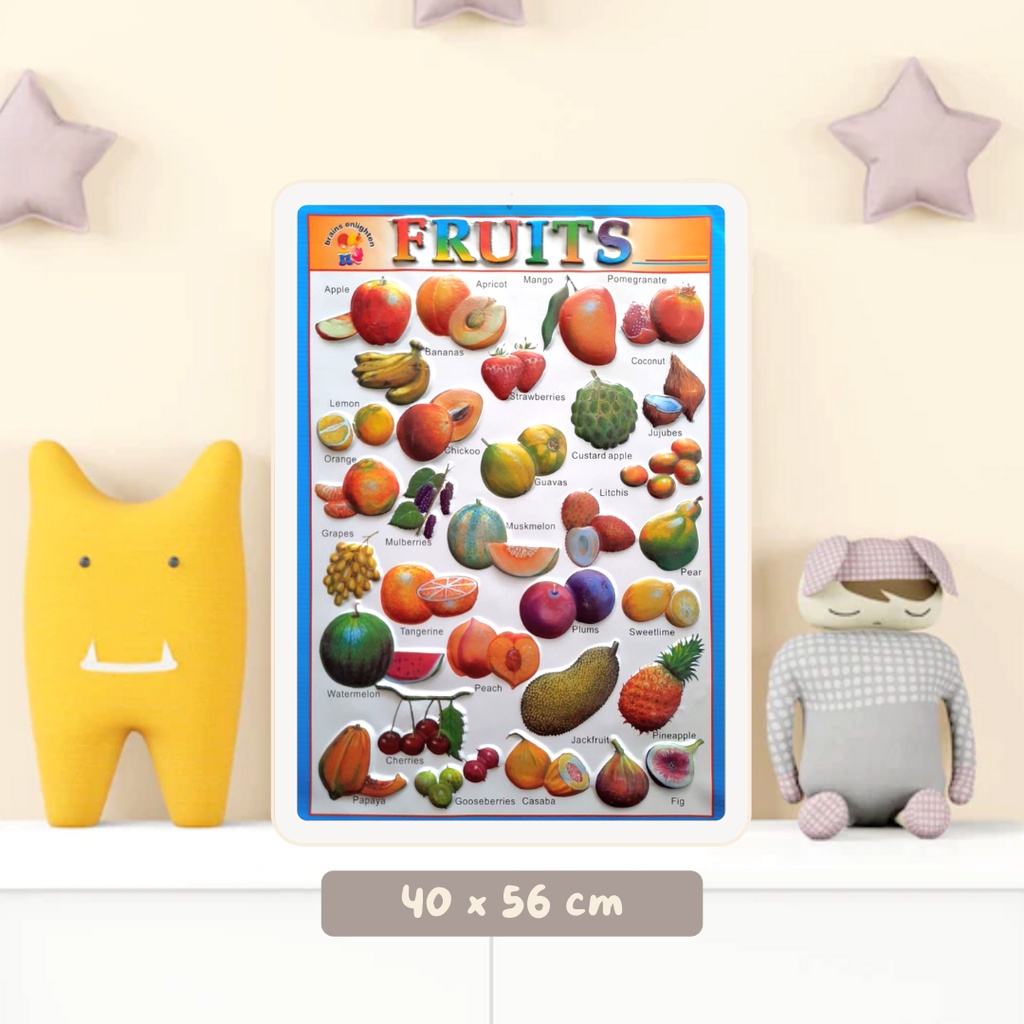 Poster Embossed Children's Education To Learn Fruits | Shopee Philippines