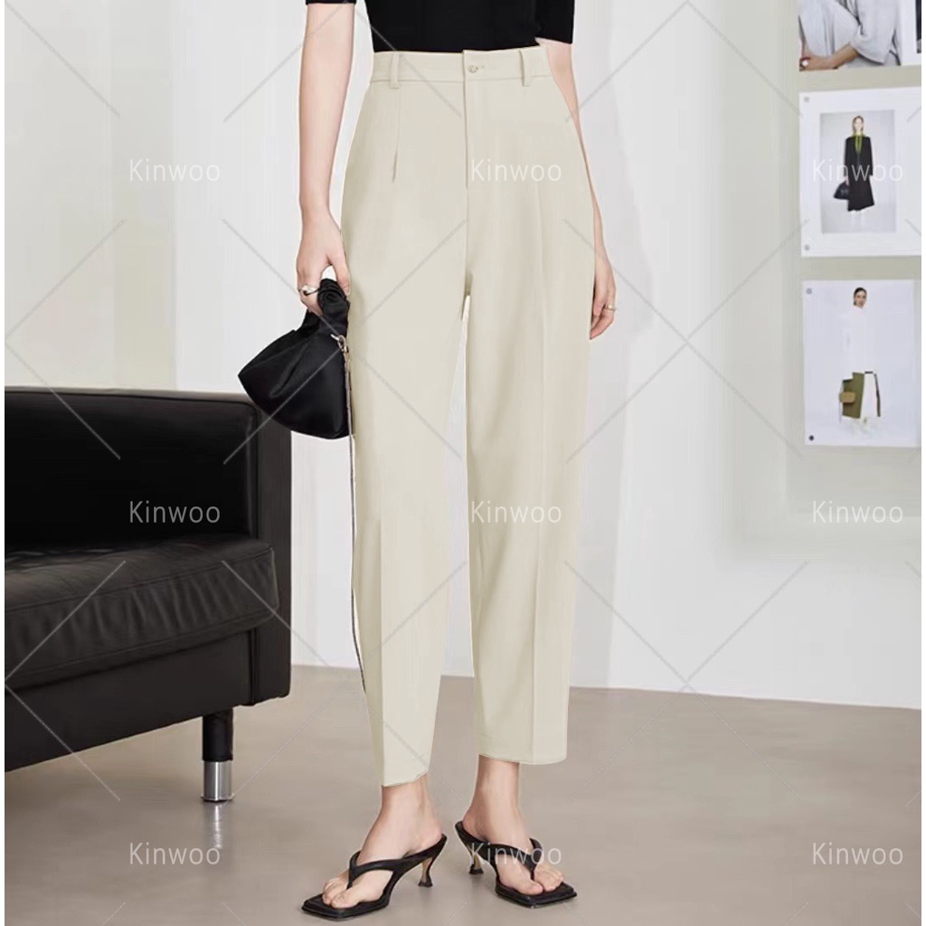 Kinwoo M-3XL women's high waist suit pants Straight Cigarette Pants ...