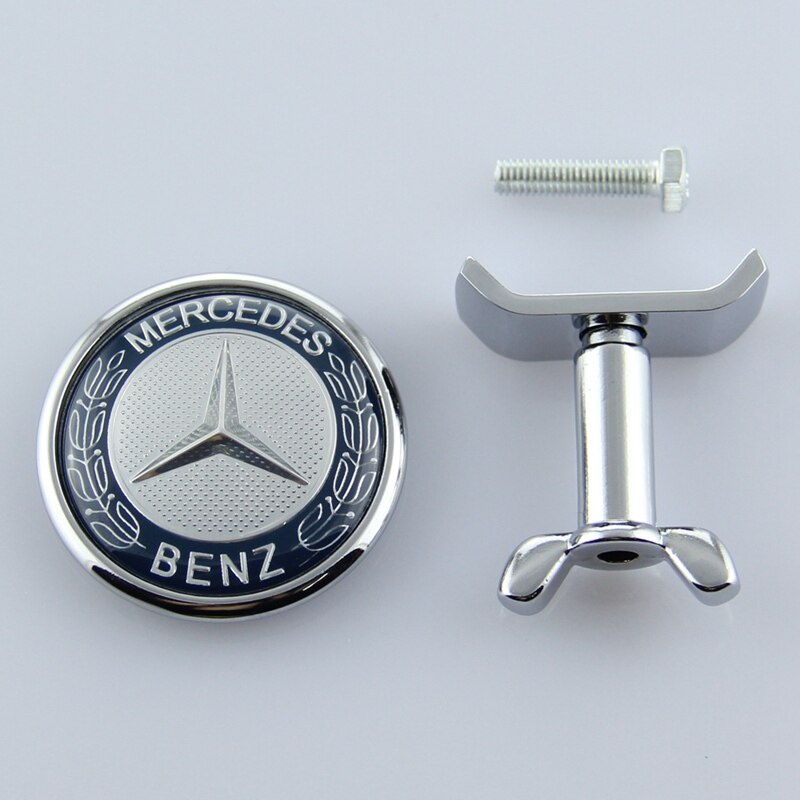 45mm metal Car Hood bonnet logo for Mercedes Benz Vertical stand emblem ...