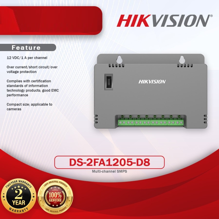Hikvision 8-PORT Multi CHANNEL CCTV POWER SUPPLY Adapter/DS-2FA1205-D8 ...