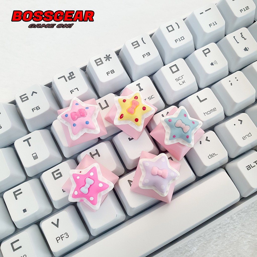 Very beautiful and cute odd star bow Keycap (unique resin Keycap ...