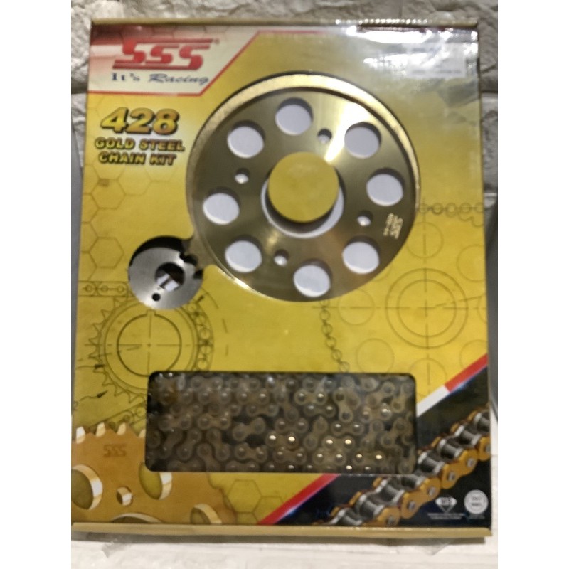 SSS CHAIN KIT RS150R D-SP 15T/44T GOLD 428H 130L | Shopee Philippines