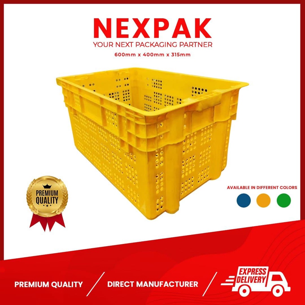 Plastic Crates Large Heavy Duty Durable Nestable Stackable Ventilated ...