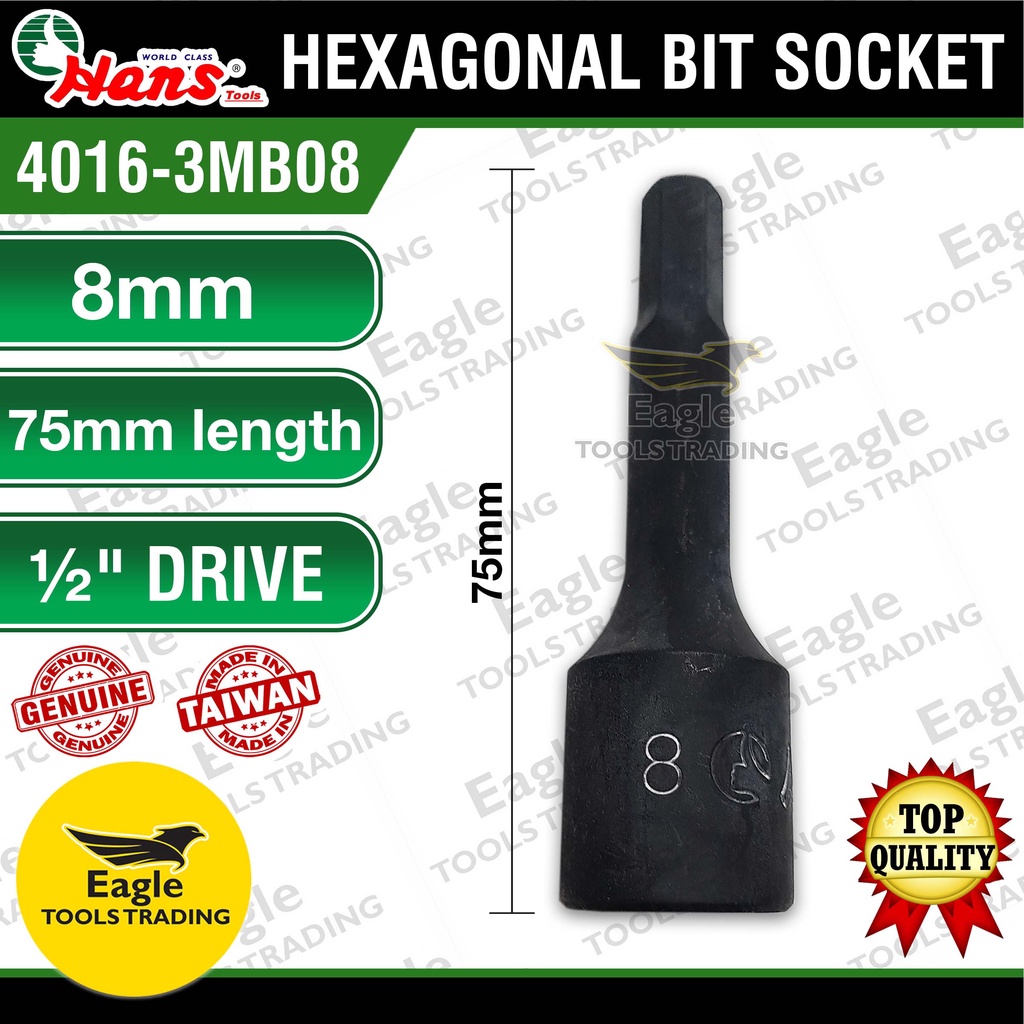 Hans hex bit socket 1/2 inch drive 8mm , 75mm long | Shopee Philippines