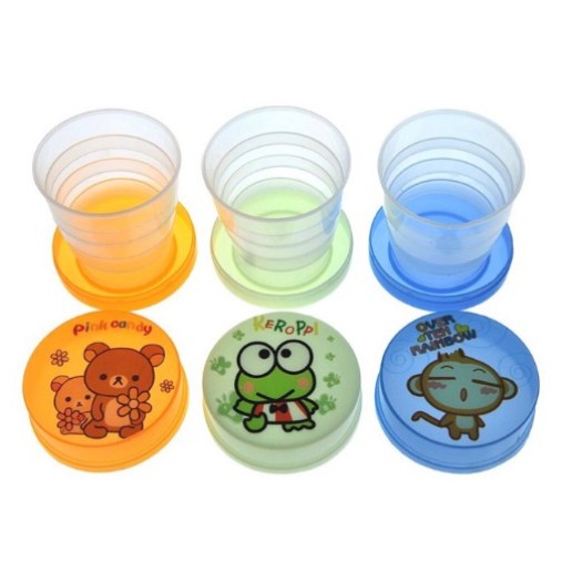 Mini telescopic cup cartoon folding drinking cup travel Cute | Shopee ...