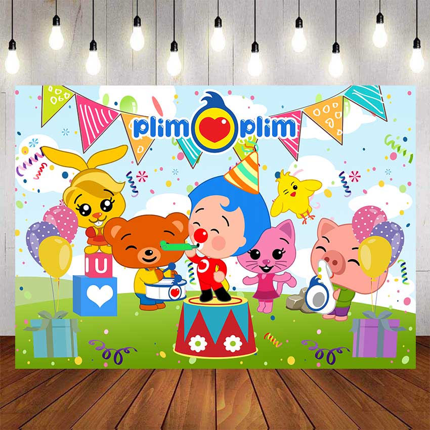 Plim Plim Birthday Backdrop For Photography Baby Shower Kids Children ...