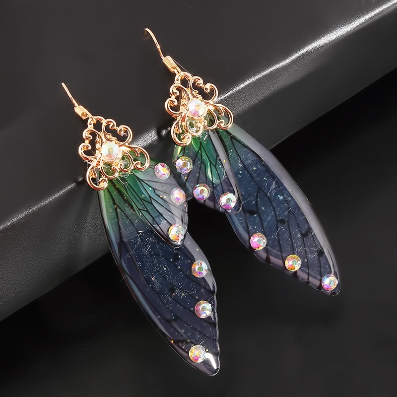 Cicada Wings Crystal Drop Jewelry Fairy Tale Ear Hook Rhinestone ...
