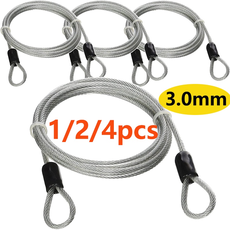 4pcs 4feet 3mm stainless steel coated security cable luggage lock ...