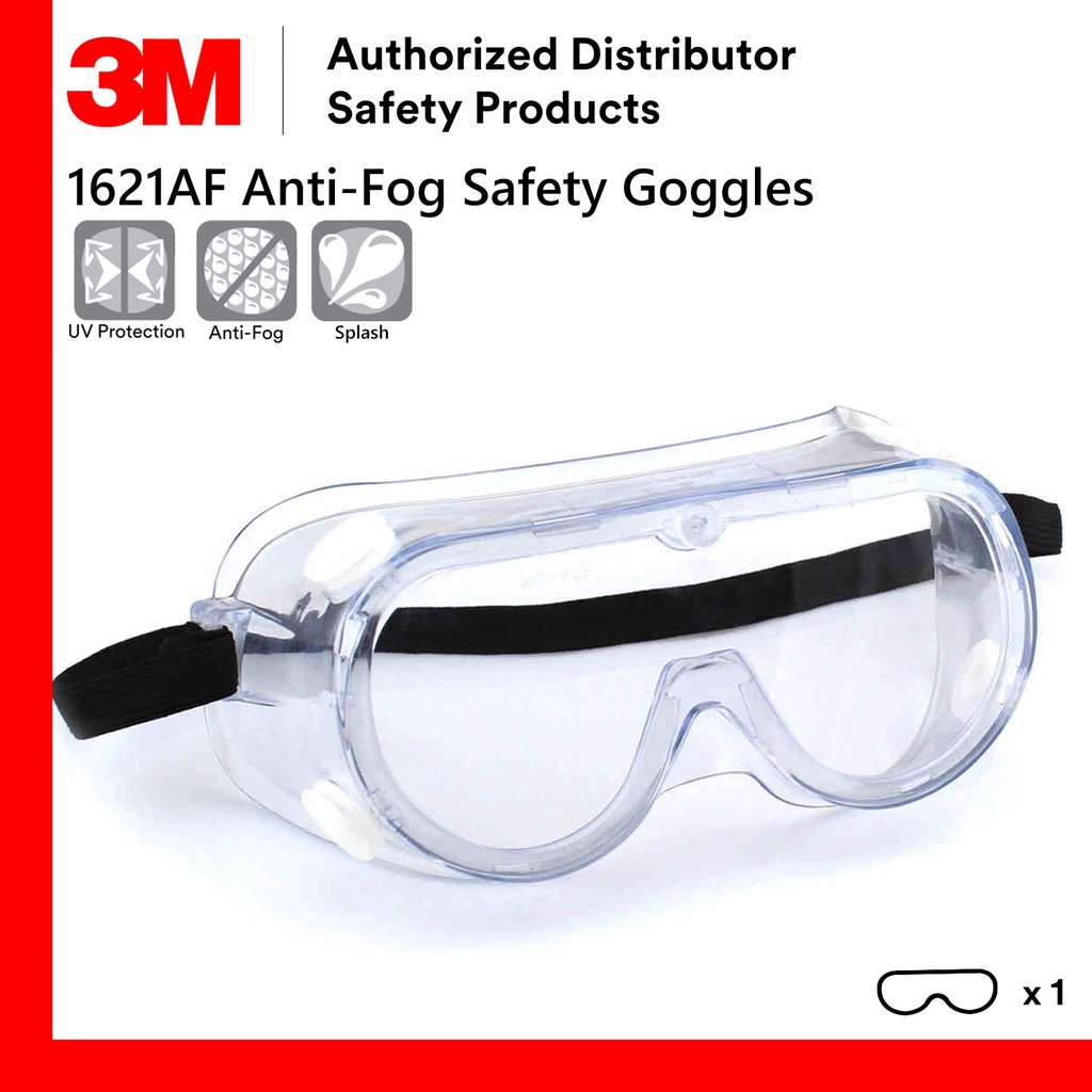 3M 1621AF Safety Goggles Anti Fog/ Safety Eyewear [Clear/ Transparent ...