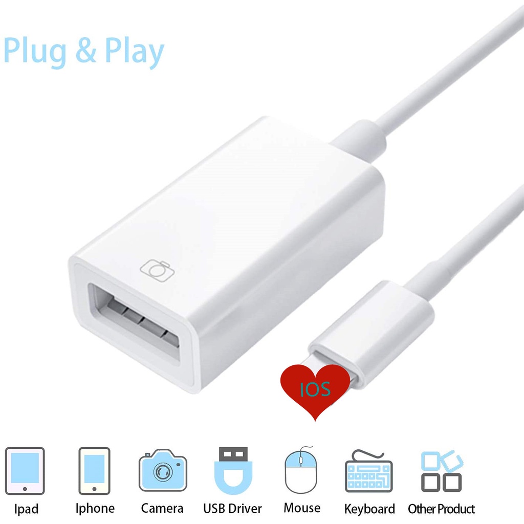 IOS Phone to USB 3.0 Camera Reader Adapter Connector Data OTG Cable for ...